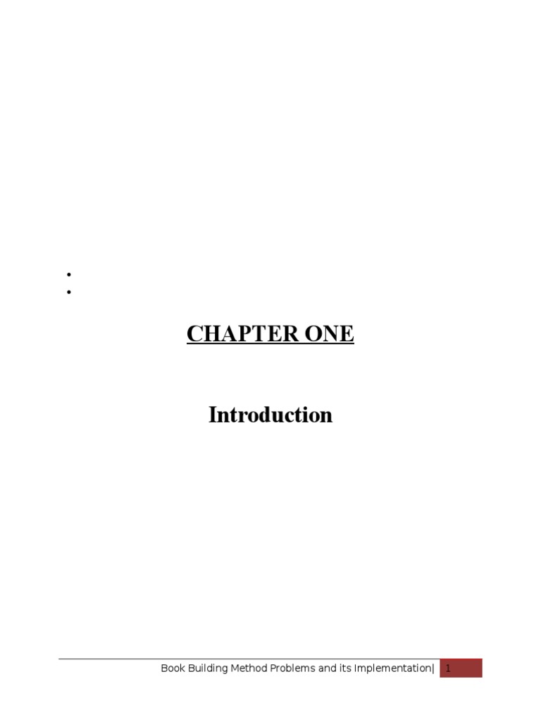 Chapter One: Book Building Method Problems and Its Implementation - 1 ...