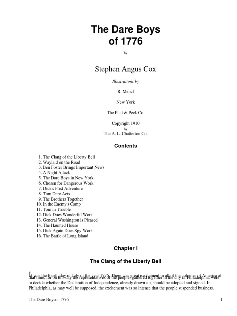 The Dare Boys of 1776 by Cox, Stephen Angus | PDF | Violence