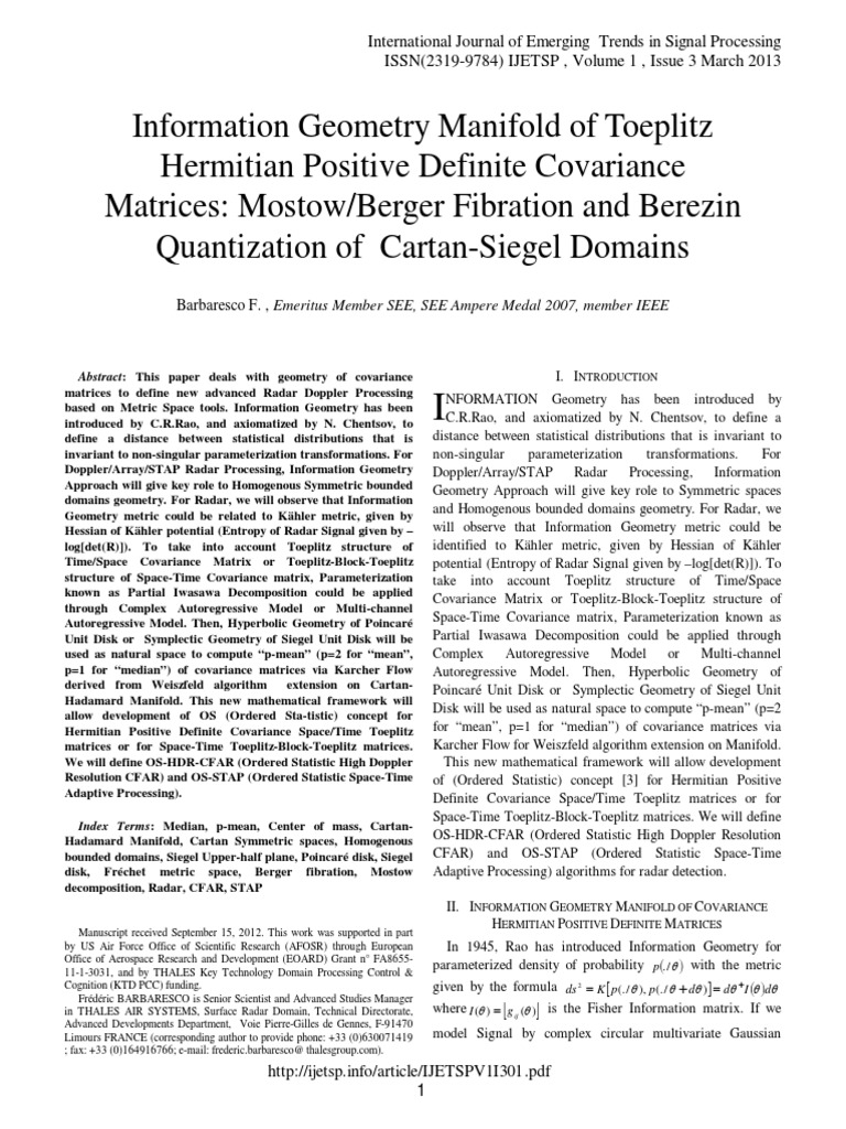 Information Geometry Manifold Of Toeplitz Hermitian Positive Definite Covariance Matrices