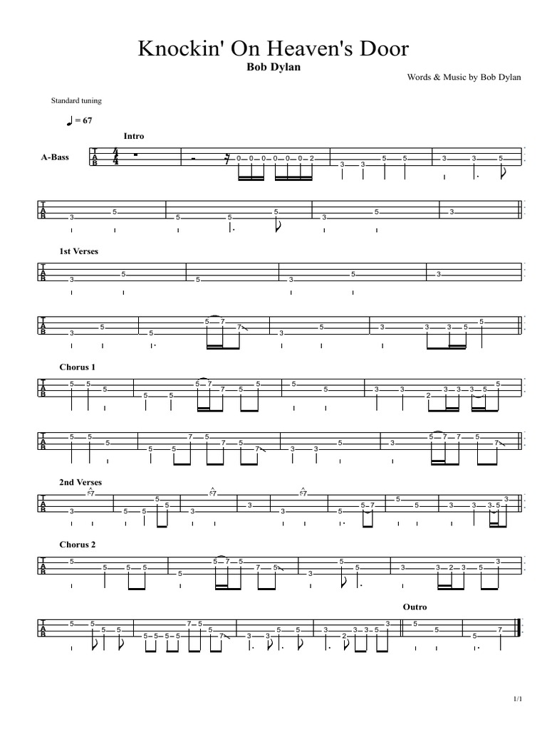 Guitar Chords Knocking On Heavens Door