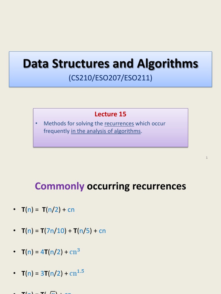 Data Structures and Algorithms: (CS210/ESO207/ESO211) | PDF | Logarithm ...