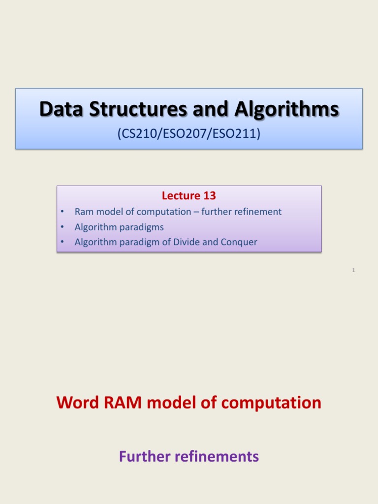 Data Structures and Algorithms: (CS210/ESO207/ESO211) | PDF | Central Processing Unit | Random ...