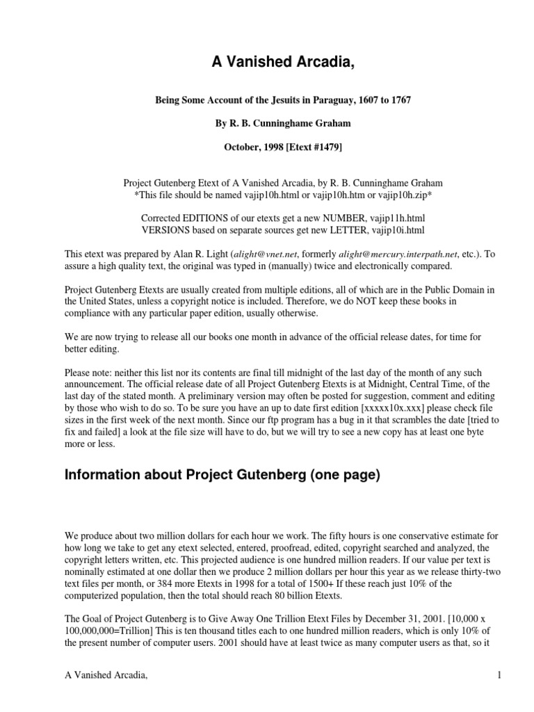A Vanished Arcadia: Being Some Account of The Jesuits in Paraguay 1607 ...