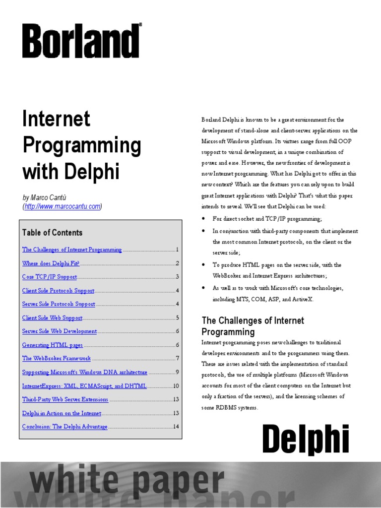 (Ebook) Borland - Internet Programming With Delphi (Marco Cantu) PDF | PDF | Web Browser ...
