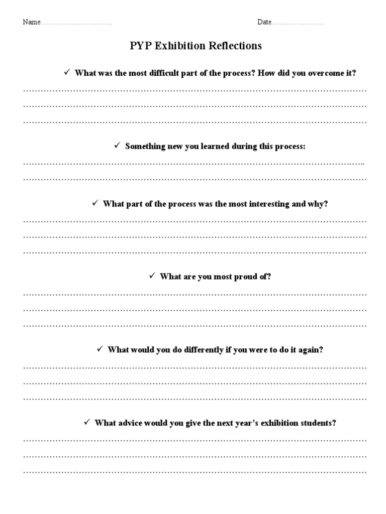 PYP Exhibition - Self Assessment Students | PDF | Pedagogy ...