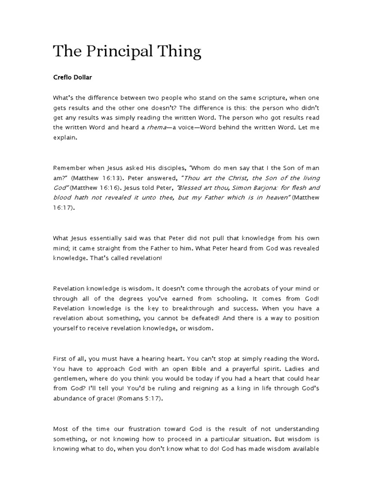 The Principal Thing | Download Free PDF | Revelation (Latter Day Saints ...
