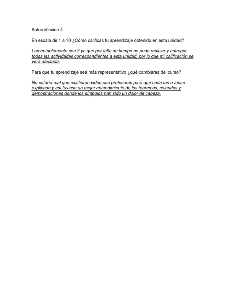 Autorreflexión 4 | PDF