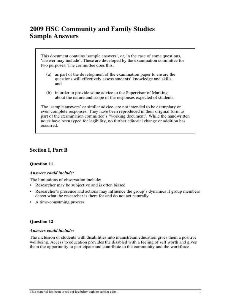 2009 Cafs HSC Exam Sample Answers | PDF | Employment | Special Education