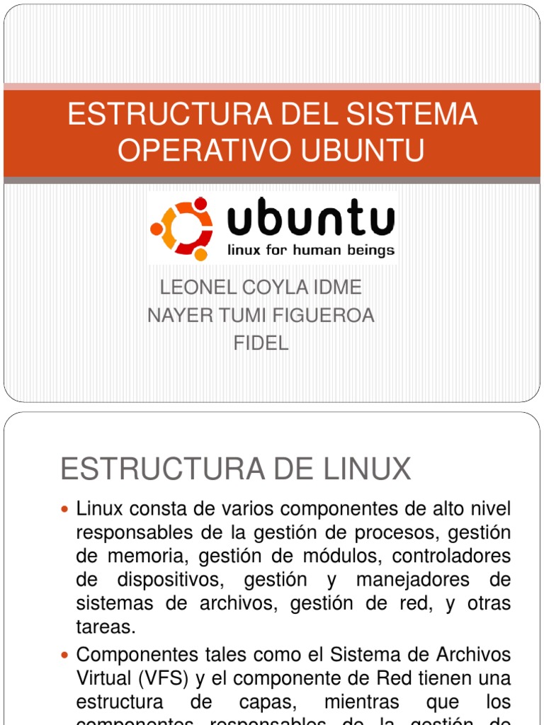 ESTRUCTURA DEL SISTEMA OPERATIVO UBUNTU.pptx | Ubuntu (sistema operativo) | Kernel (sistema ...