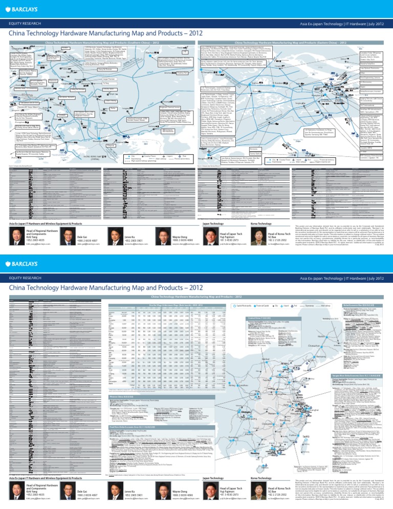 China Tech Hardware Manufacturing Map 2012 PDF | PDF | Companies ...
