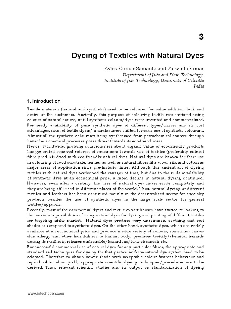 Dyeing of Textile With Natural Dyes | PDF | Dye | Dyeing