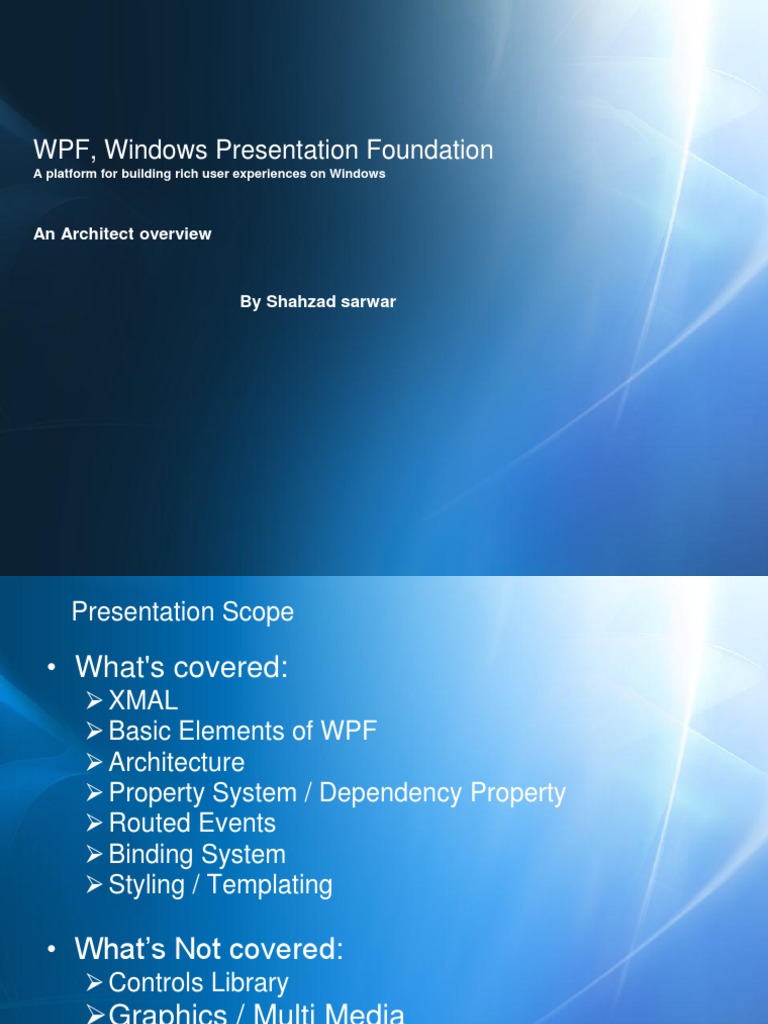 Wpf Windows Presentation Foundation An Architect Overview Pdf Windows Presentation