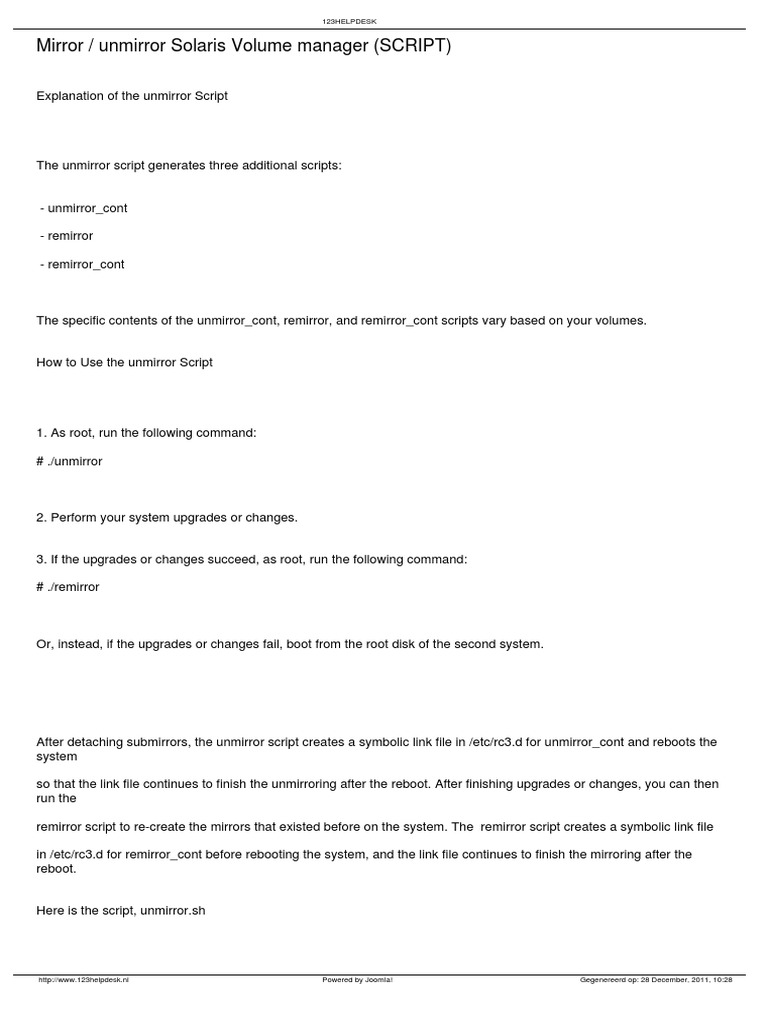 Mirror Unmirror Scripts | PDF | Operating System Technology | Computer ...