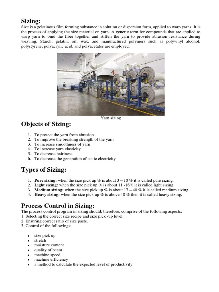 Sizing at A Glance | PDF | Starch | Yarn