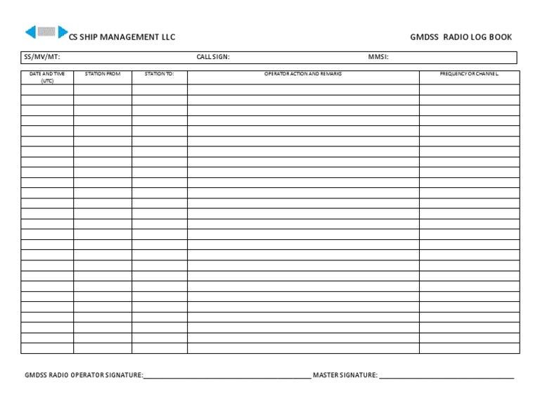 GMDSS Radio Log Book Template | PDF | Business