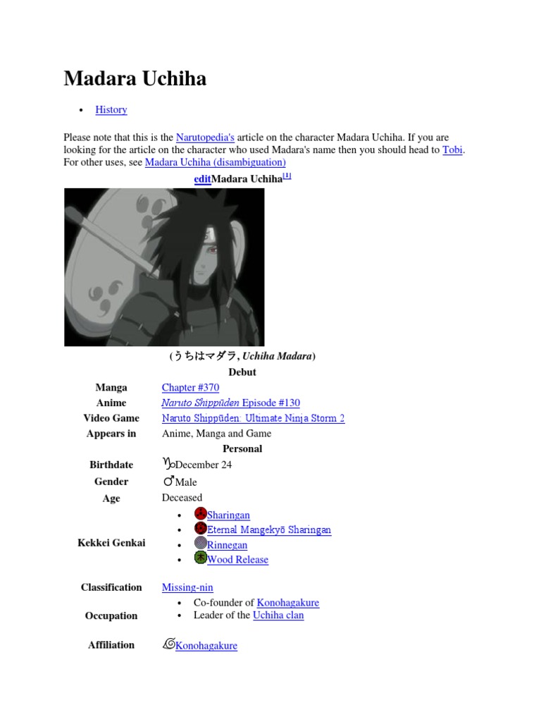 Madara Uchiha | PDF | Ninja | Violence