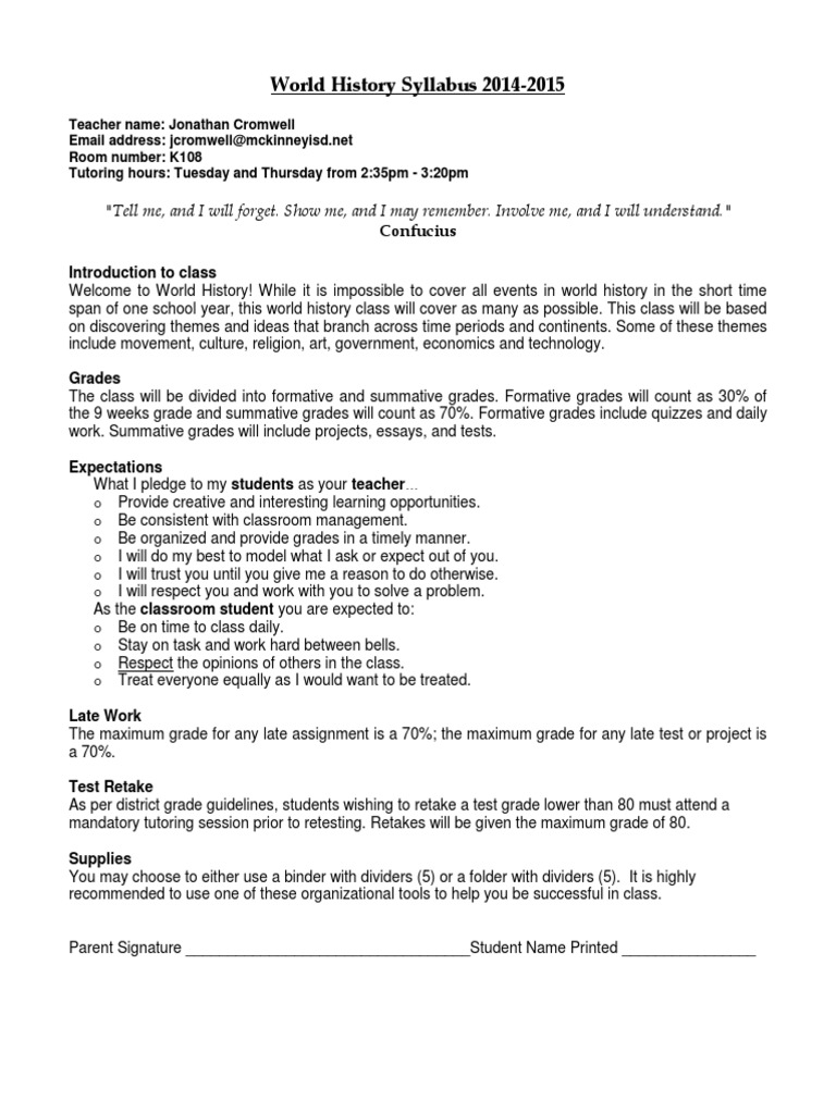 World History Syllabus 2014-2015 | PDF | Schools | Teaching And Learning