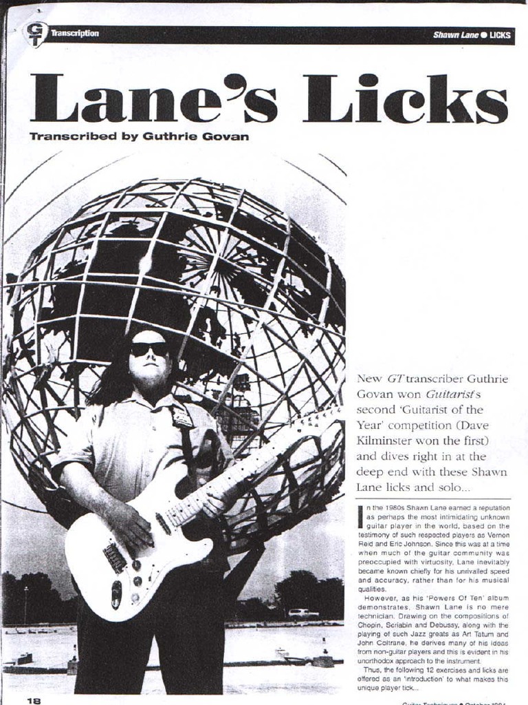 Shawn Lane - Lane's Licks (By Guthrie Govan) PDF | PDF | Home & Garden