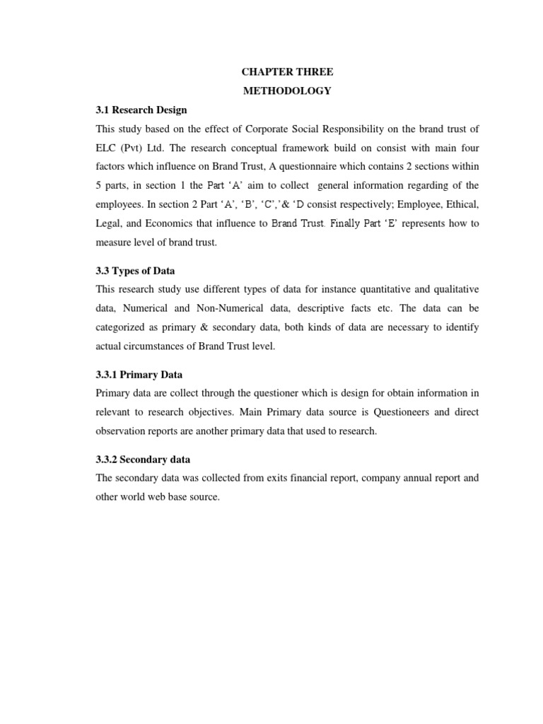 Chapter Three Methodology 3.1 Research Design | Download Free PDF ...