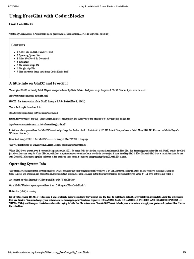 Freeglut With Code Blocks Pdf Computer File Areas Of Computer Science