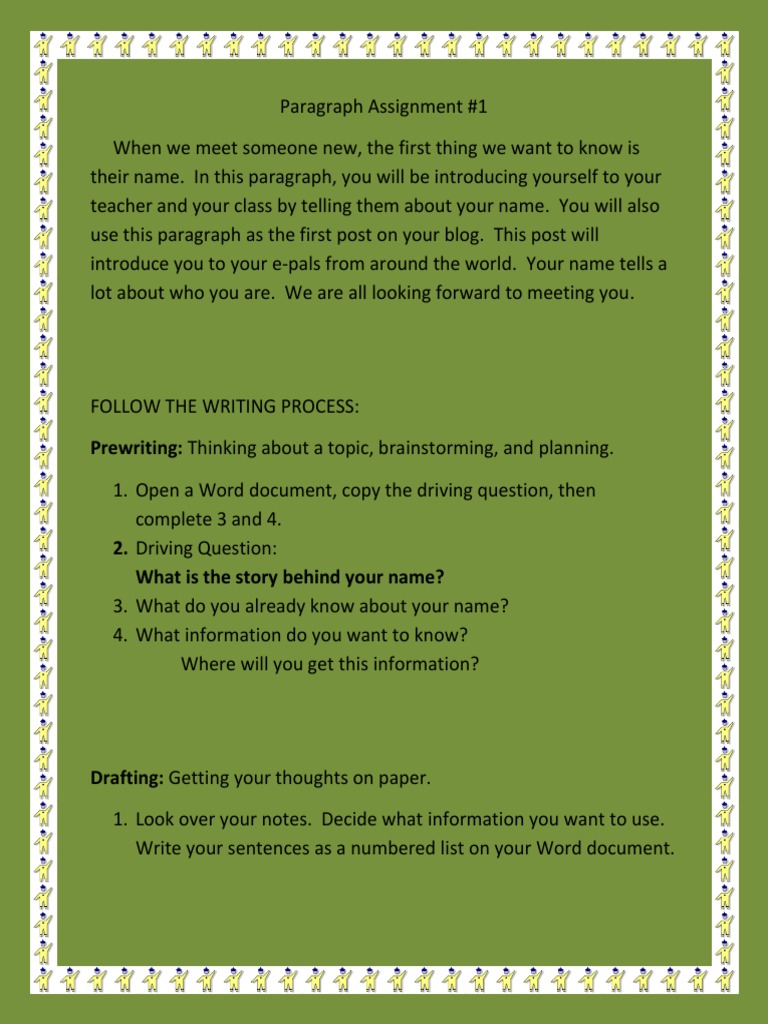 Name Paragraph Paragraph Writing Free 30 day Trial Scribd