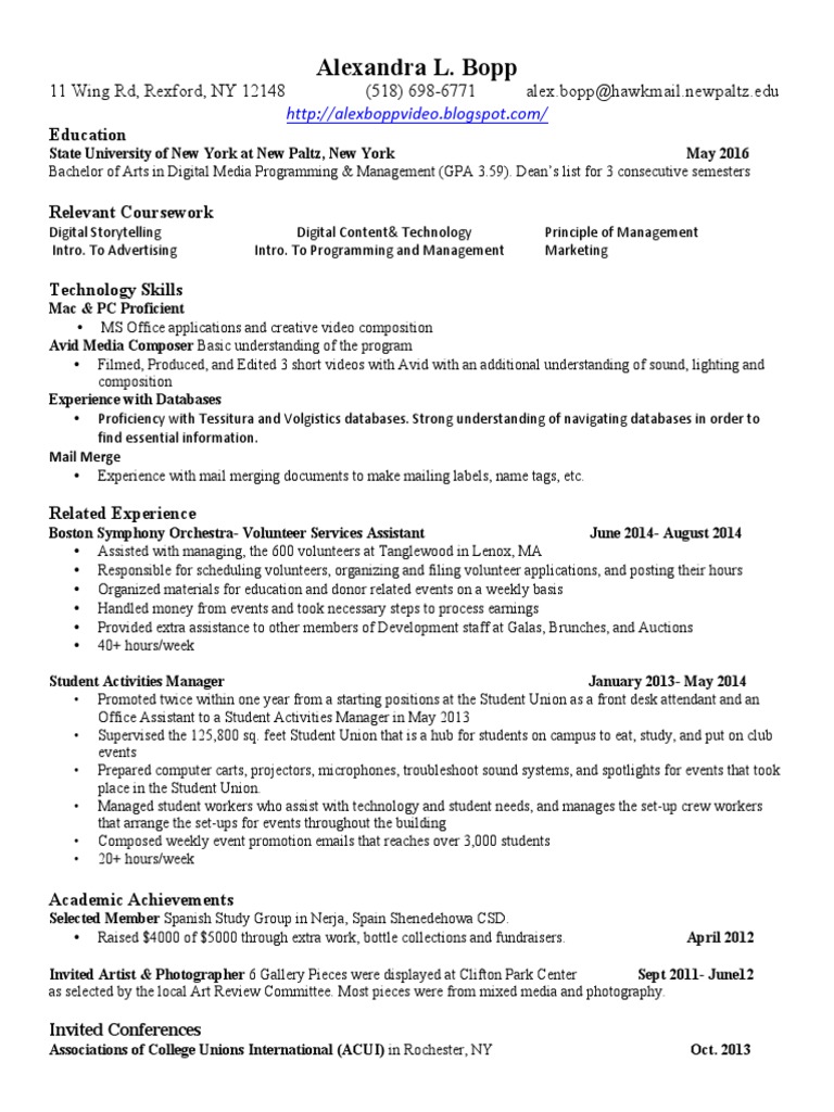 Alexandra Bopp Resume | PDF | Mass Media | Science