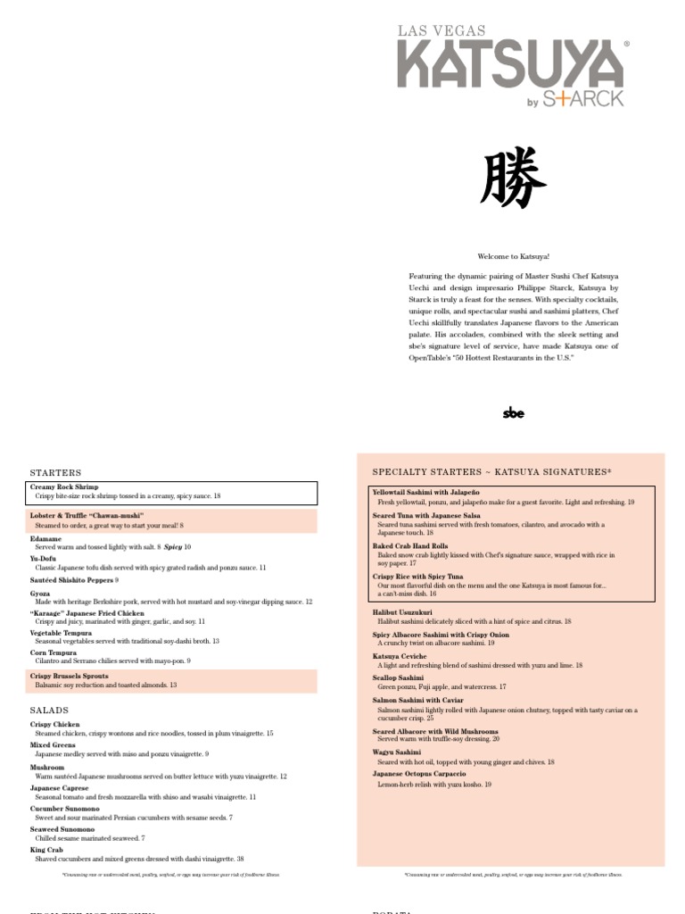 Katsuya Menu SLS Las Vegas | PDF | Sushi | Foods