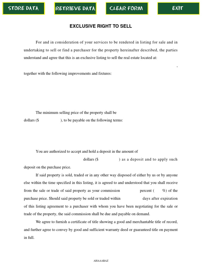 Exclusive Real Estate Listing Agreement | PDF