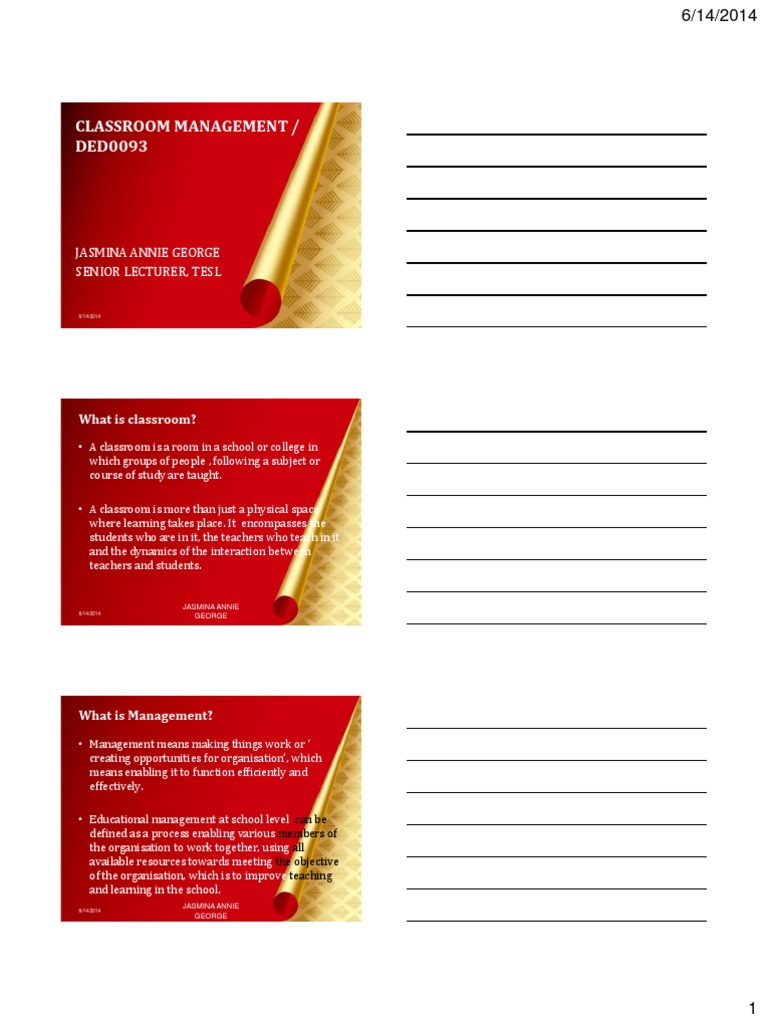 Introduction To Classroom Management | PDF | Classroom Management ...