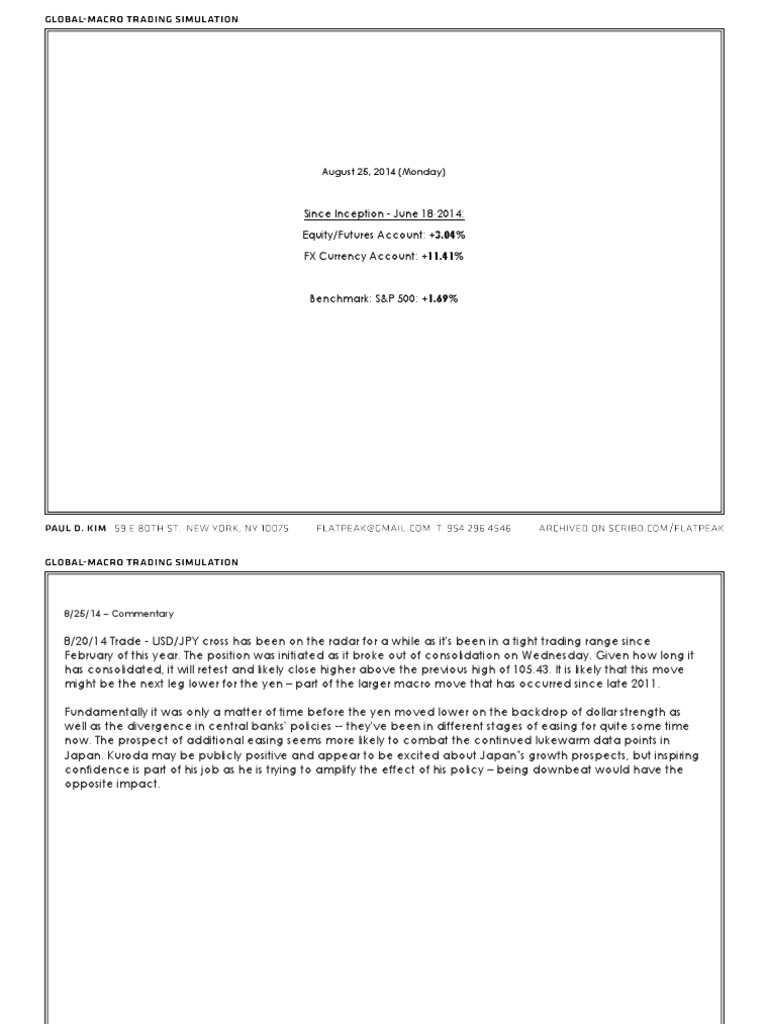 8/25/14 Macro Trading Simulation | PDF | Futures Contract | Exchange ...