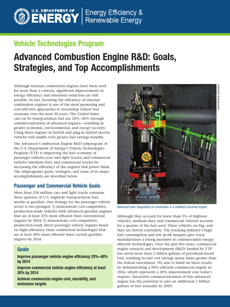 Advanced Combustion Engine R&D: Goals, Strategies, and Top ...