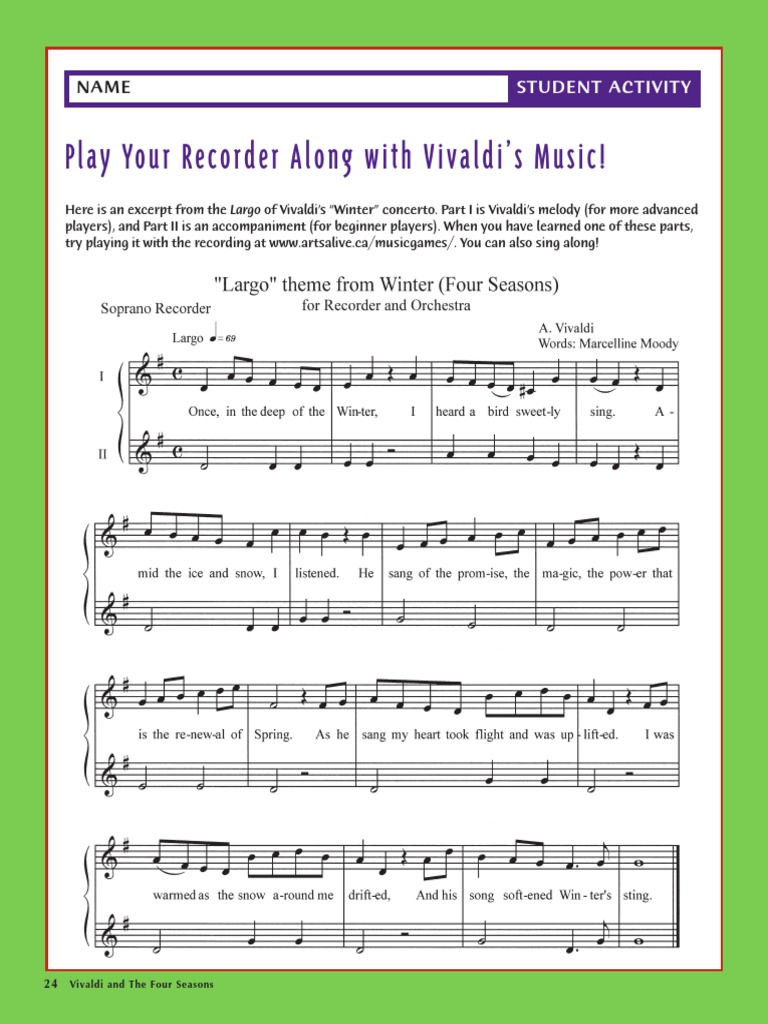 Play Along: Vivaldi's Winter Largo | PDF | Foreign Language Studies ...