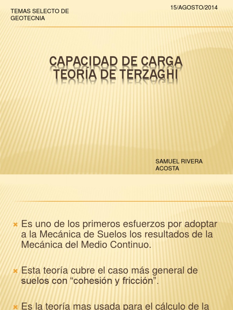 Teoria de Terzaghi | PDF | Fundación (Ingeniería) | Fricción
