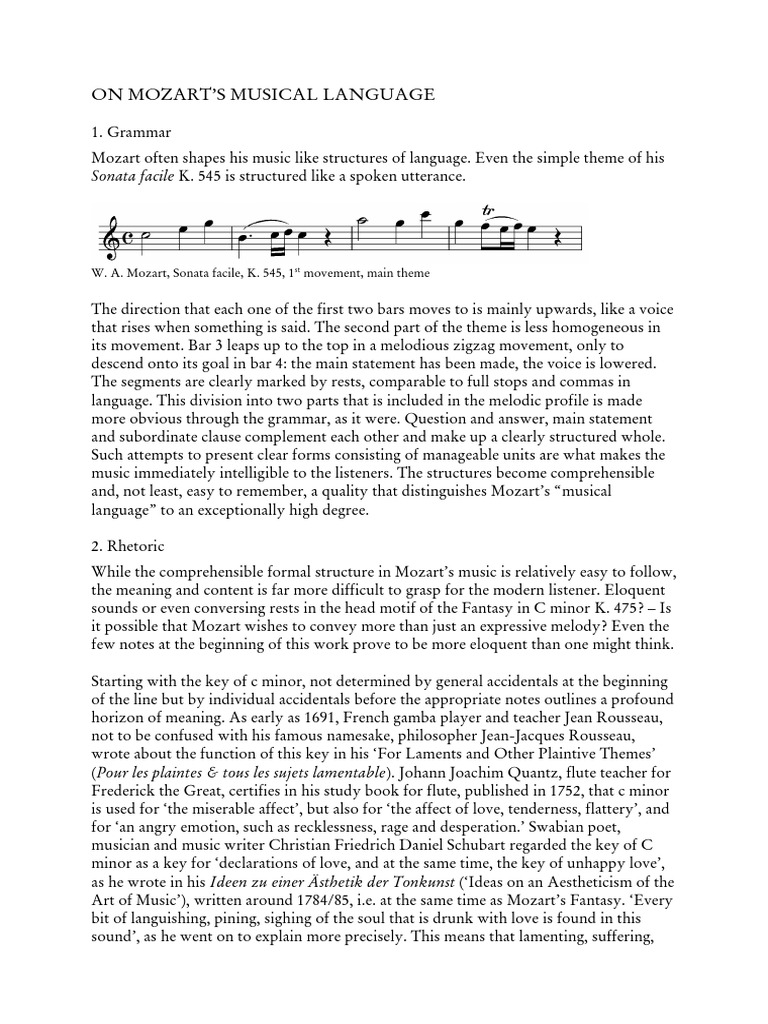 Mozarts Musical Language | PDF | Wolfgang Amadeus Mozart | Classical Music