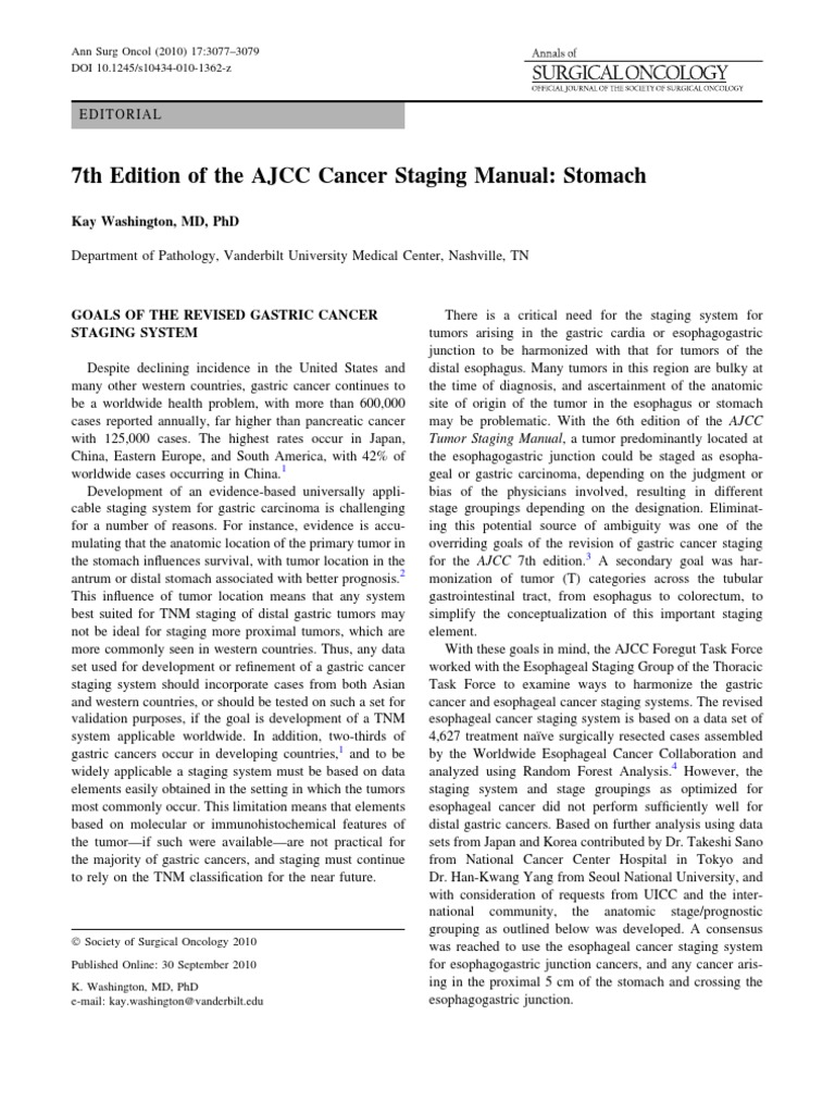 AJCC Cancer Staging Manual Stomach 7thedition | PDF | Esophagus | Stomach