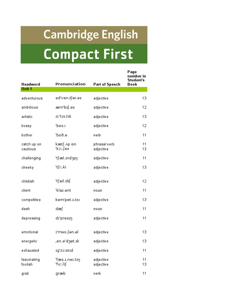 Compact First - English | PDF | Verb | Adjective