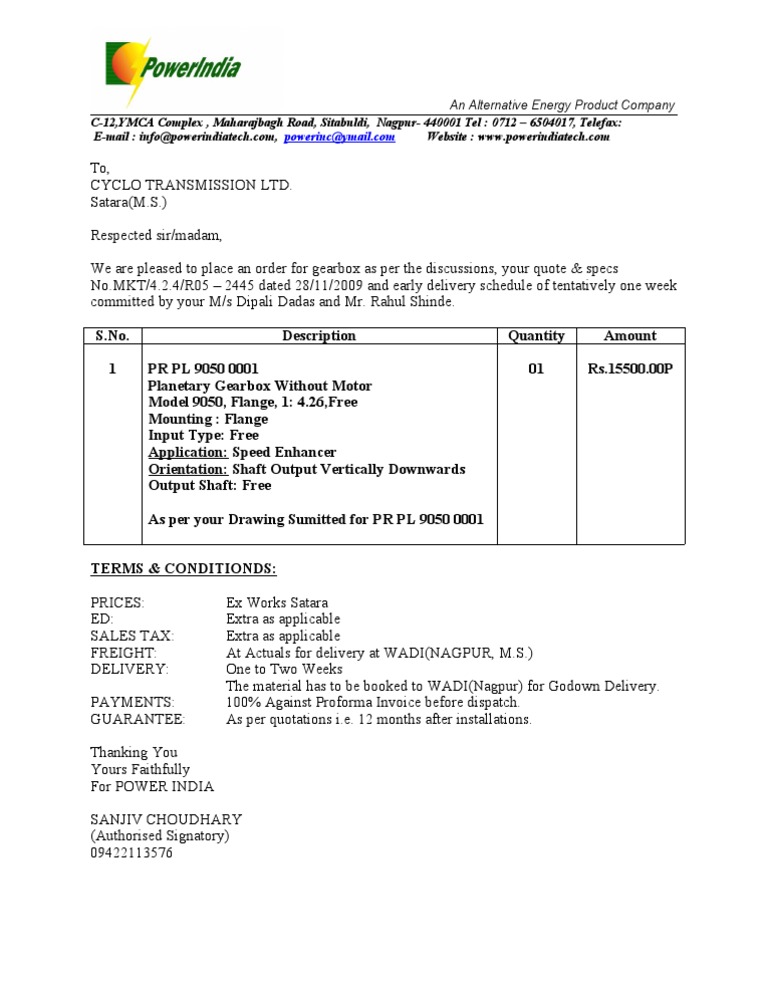 Gearbox Order | PDF