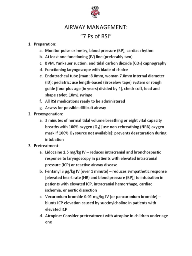 Airway-RSI Pocket Card | PDF | Clinical Medicine | Health Care