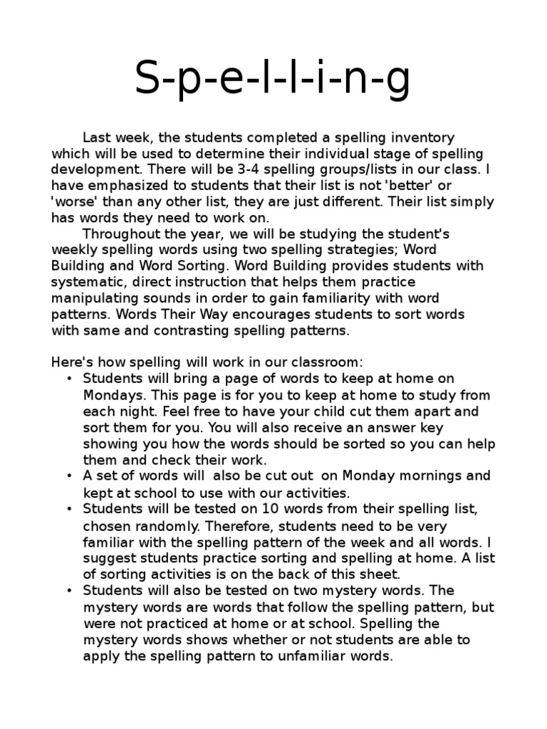 Classroom Spelling Strategies Explained | PDF | Language Arts ...