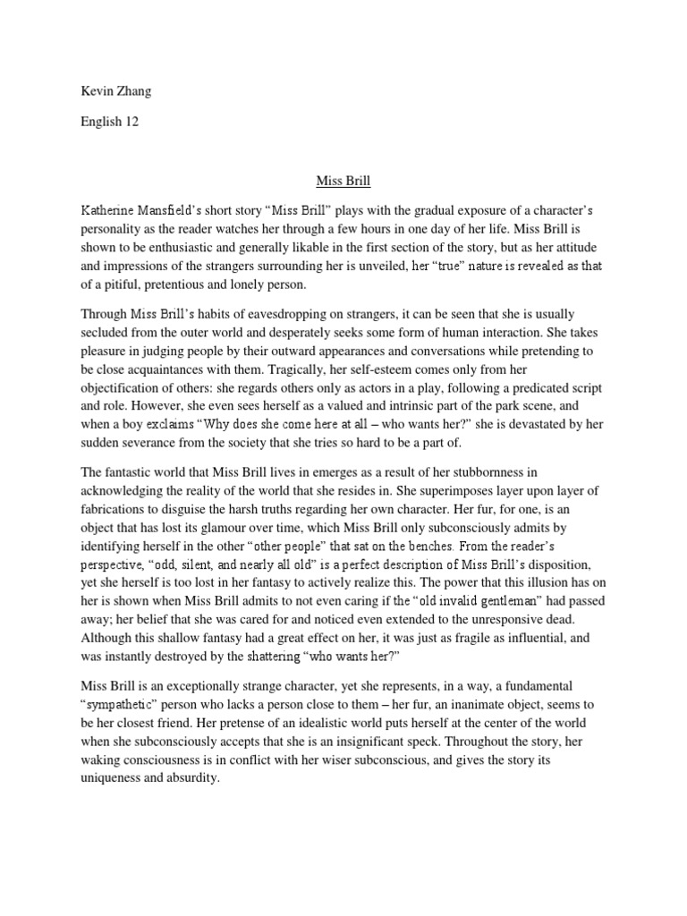 Miss Brill: A Character Analysis | PDF | Science | Philosophical Science