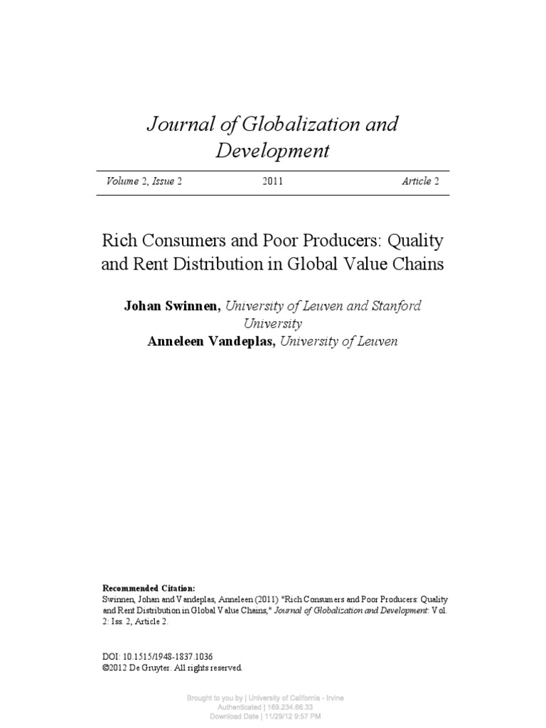 Journal of Globalization and Development | PDF | Supply Chain ...