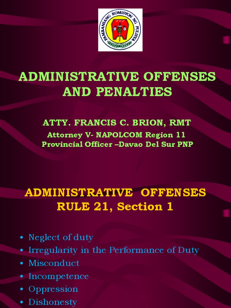 PNP Administrative Offenses Overview | PDF | Traffic Ticket | Police