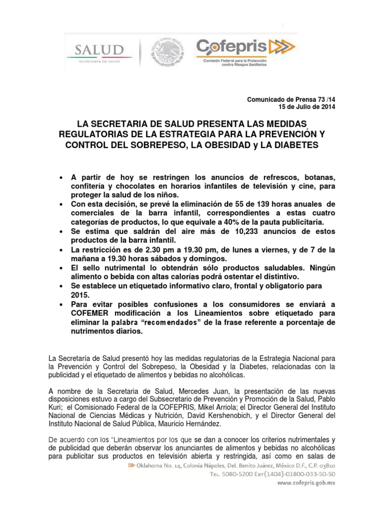 Cofepris Sello Nutrimental | PDF | Obesidad | Azúcar