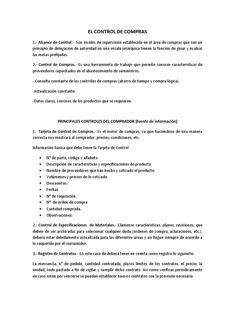 Control de Compras | PDF | Evaluación | Información