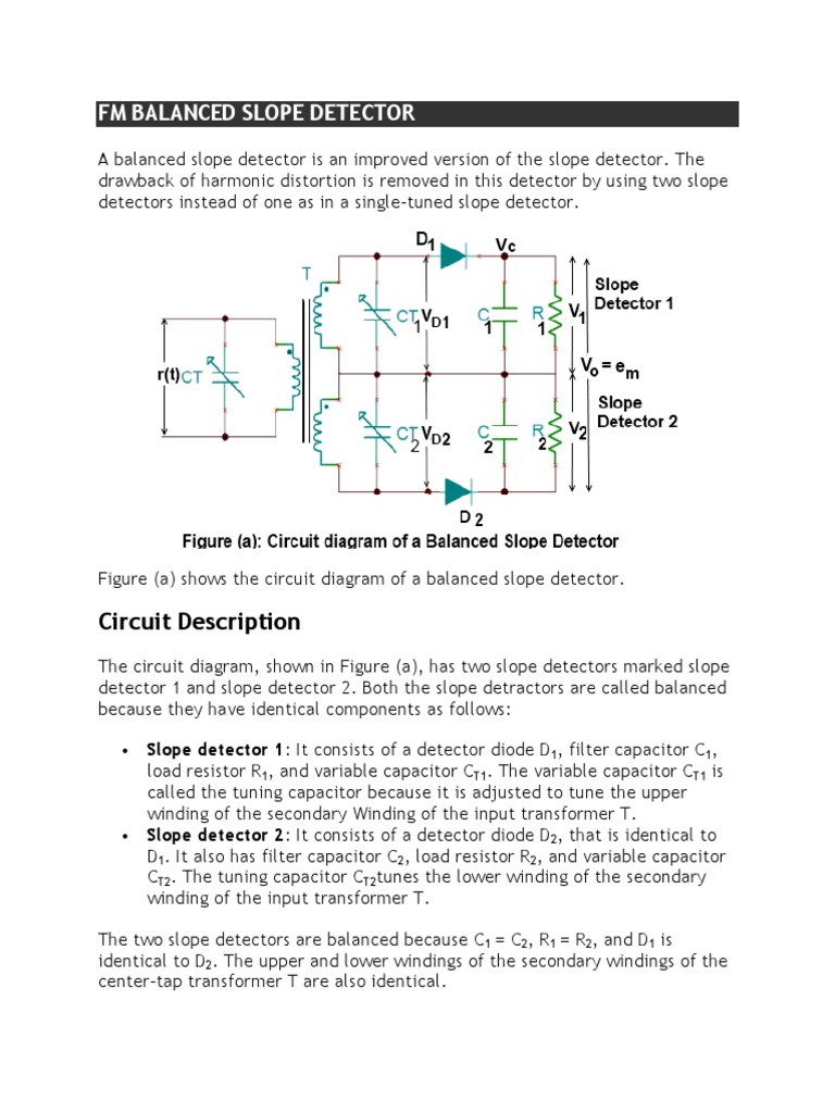 FM Balanced Slope Detector | PDF | Detector (Radio) | Electrical Circuits