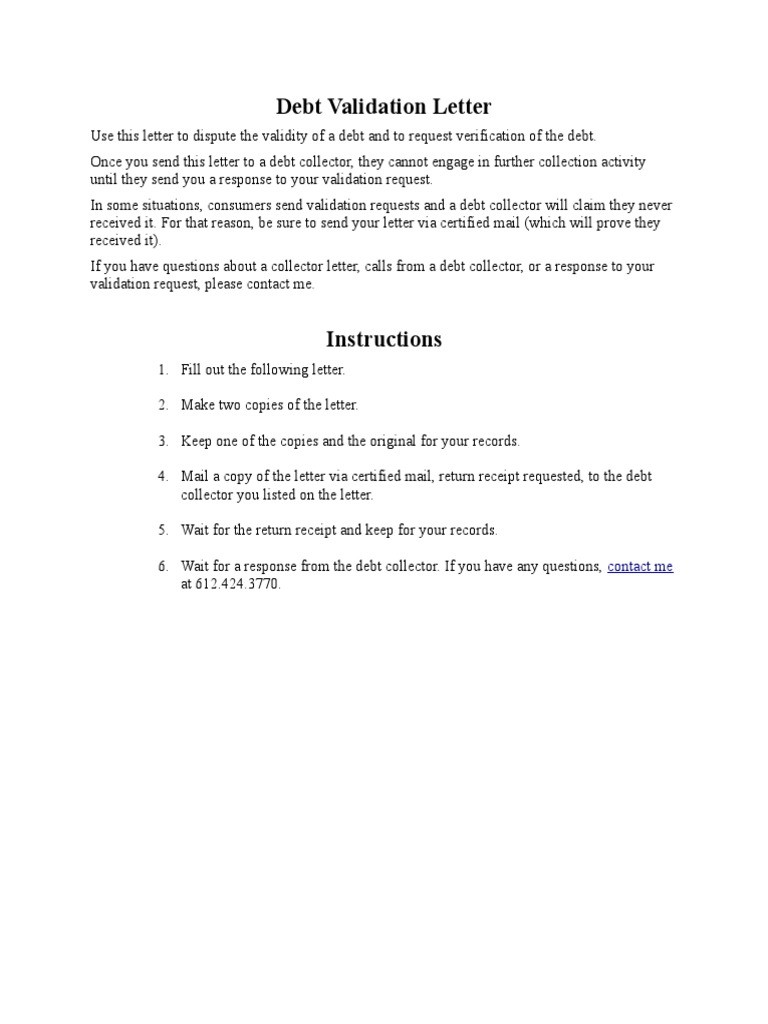 2013.06.28 Debt Validation Letter | PDF | Collection Agency | Credit ...