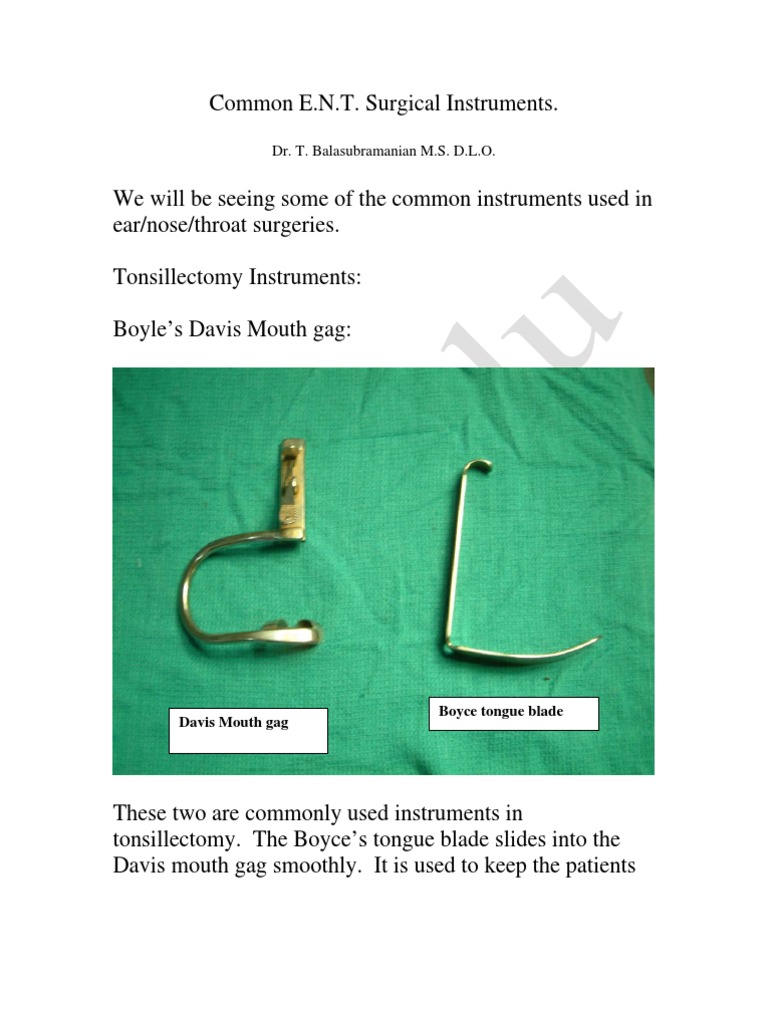 Instruments in Otolaryngology | PDF | Otorhinolaryngology | Human Nose