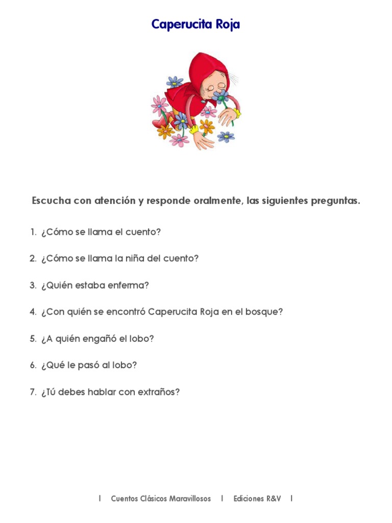 Preguntas y Actividades Caperucita Roja | PDF