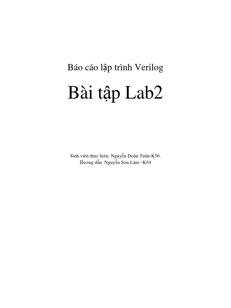 Báo Cáo Lập Trình Verilog-Lab2 | PDF