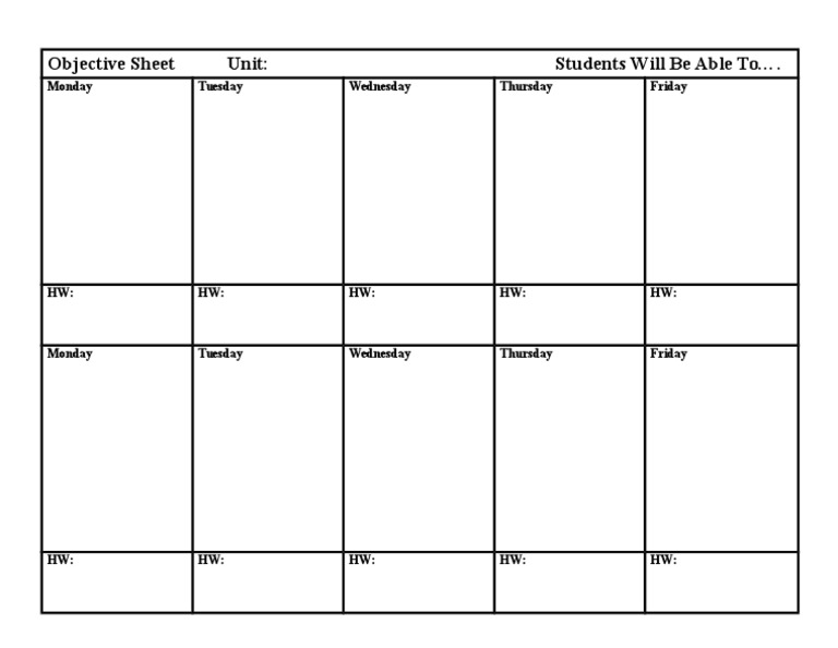 Objective Sheet Unit: Students Will Be Able To | PDF